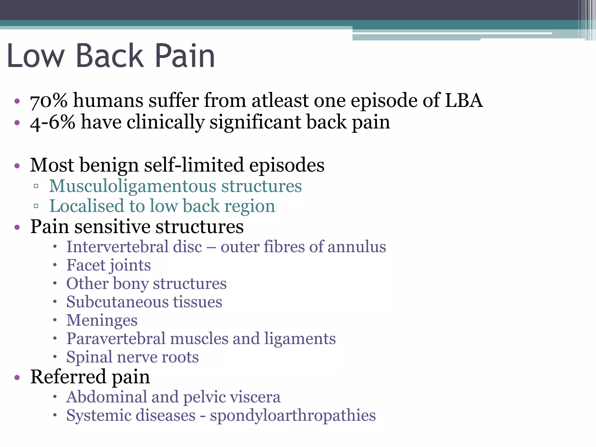Evaluation of low back ache | PPTX