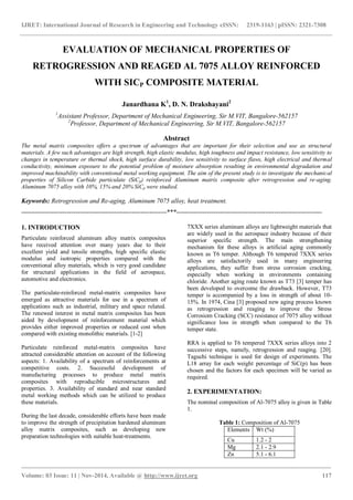 Evaluation of mechanical properties of retrogression and reaged al 7075 ...