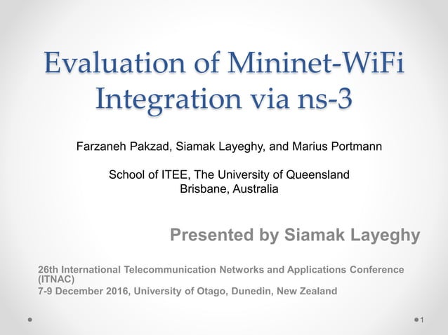Evaluation of mininet WiFi integration via ns-3 | PPTX | Internet of Things | Internet