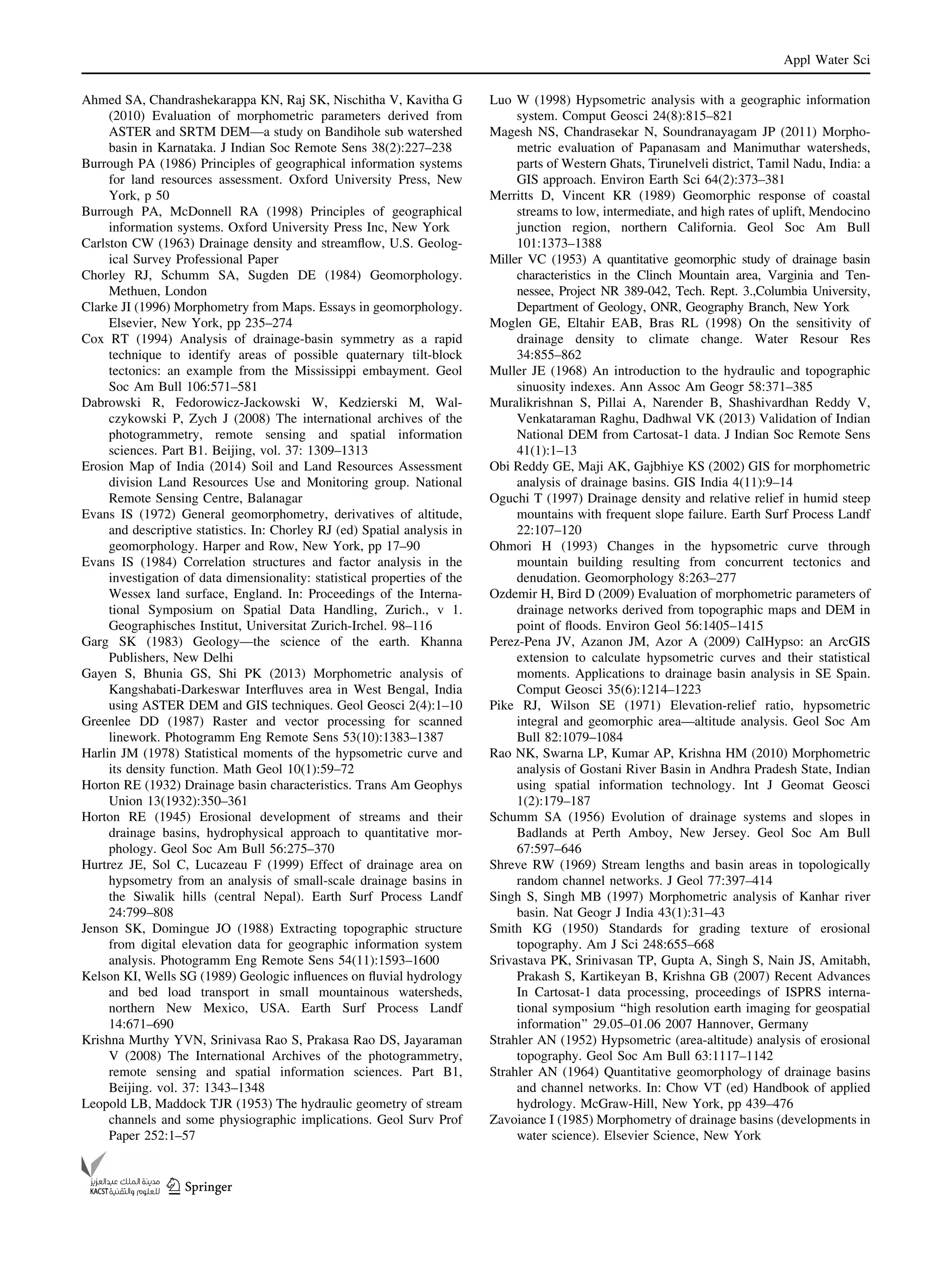 Evaluation Of Morphometric Parameters Derived From Cartosat 1 Dem Using Remote Sensing And Gis