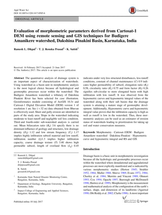 Evaluation of morphometric parameters derived from Cartosat-1 DEM using remote sensing and GIS ...