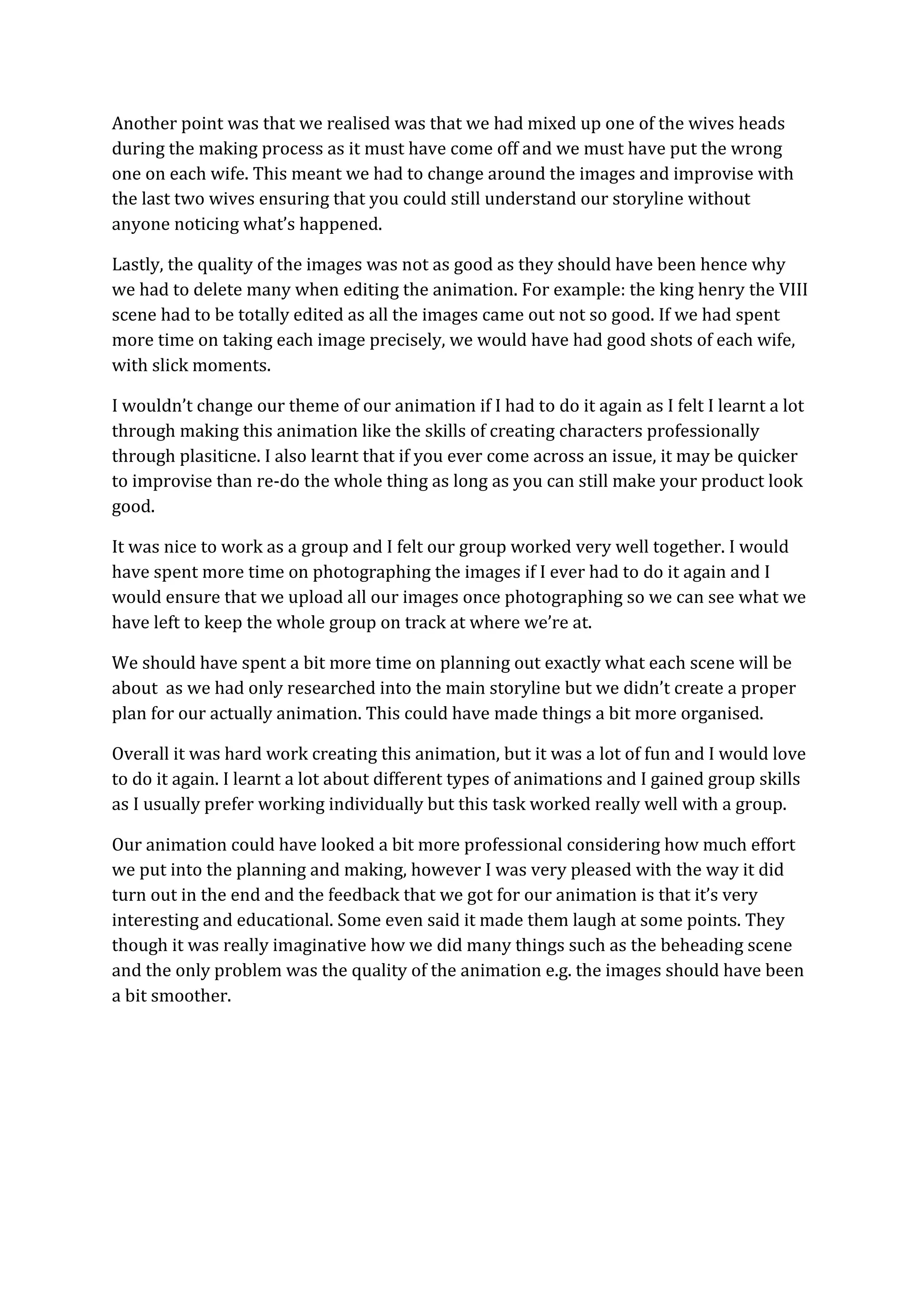 Evaluation of my animation | DOCX