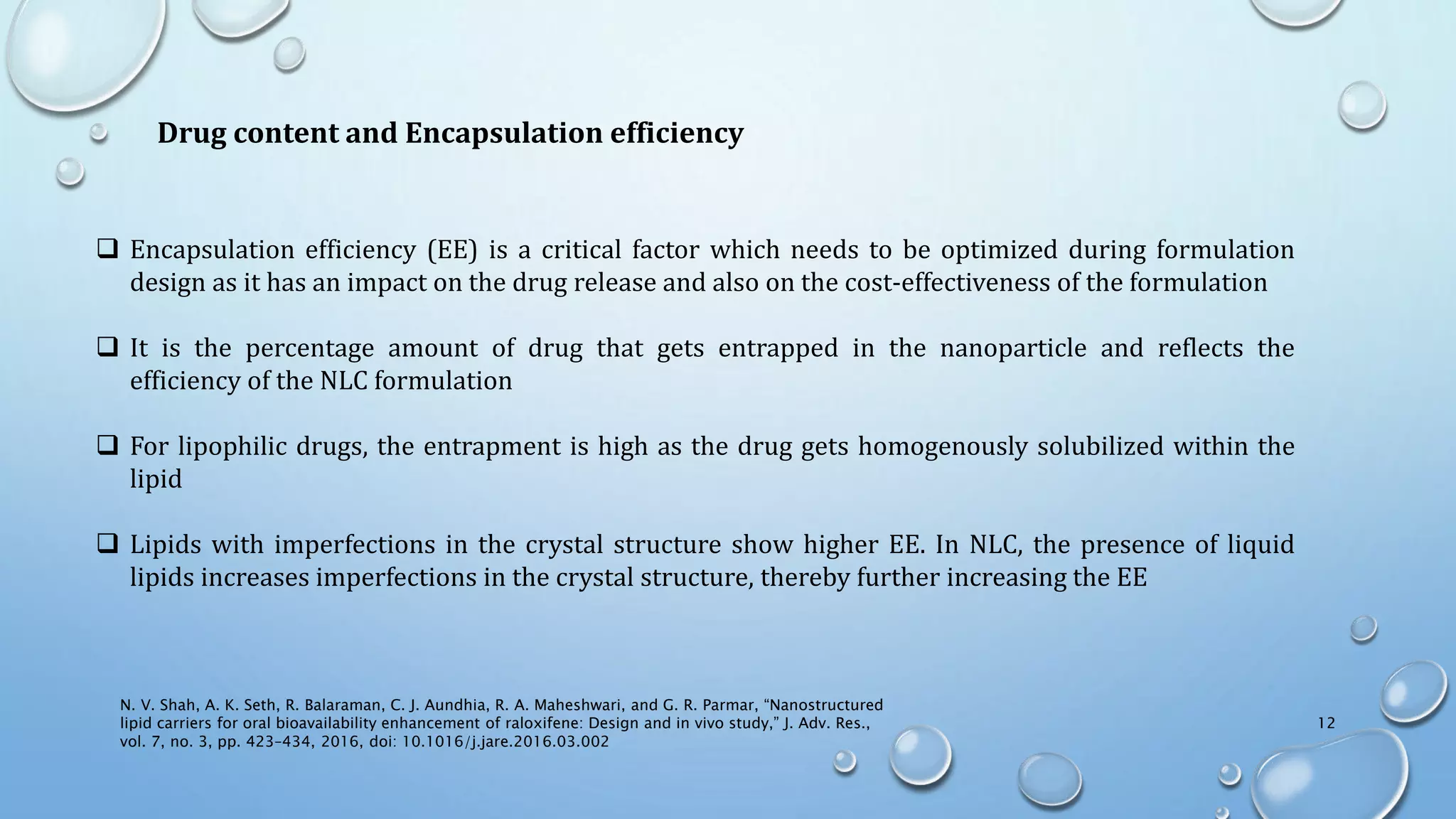 Evaluation of Nanostructured lipid carriers (NLC) | PPTX