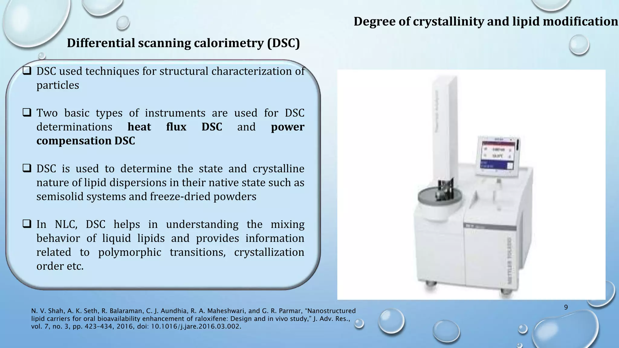 Evaluation of Nanostructured lipid carriers (NLC) | PPTX