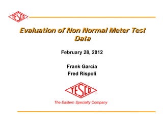TESCO Evaluation of Non-Normal Meter Data | PDF | Physics | Science