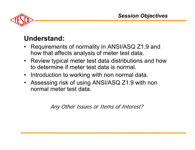 TESCO Evaluation of Non-Normal Meter Data | PPT