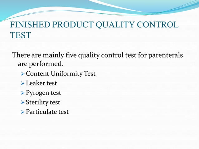 Evaluation of parenterals | PPTX | Pharmaceutical Drugs | Medical Health