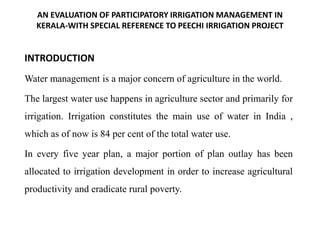 Evaluation of participatory irrigation management in kerala with ...