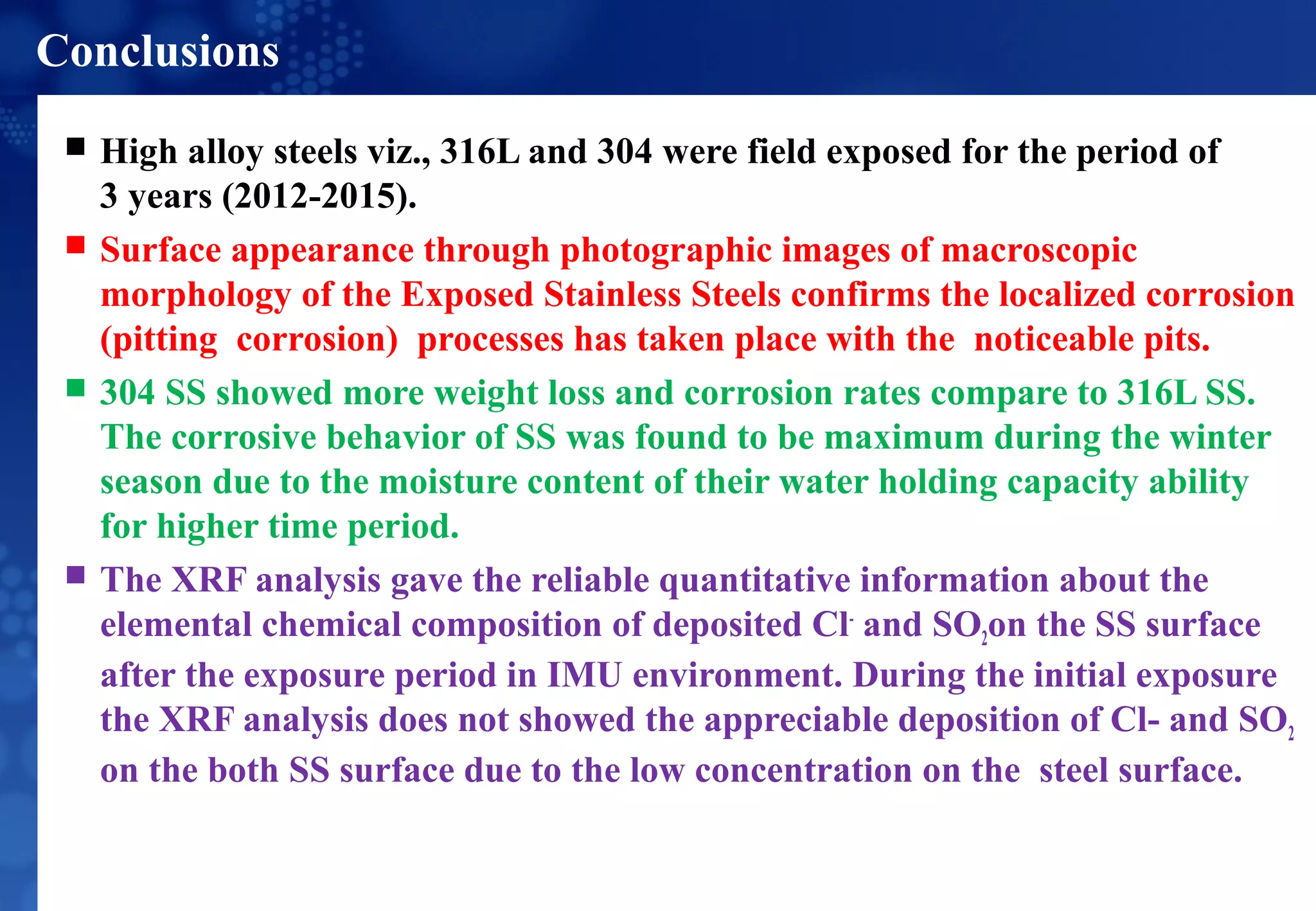Evaluation of pitting corrosion behavior of 316 l and 304 stainless ...