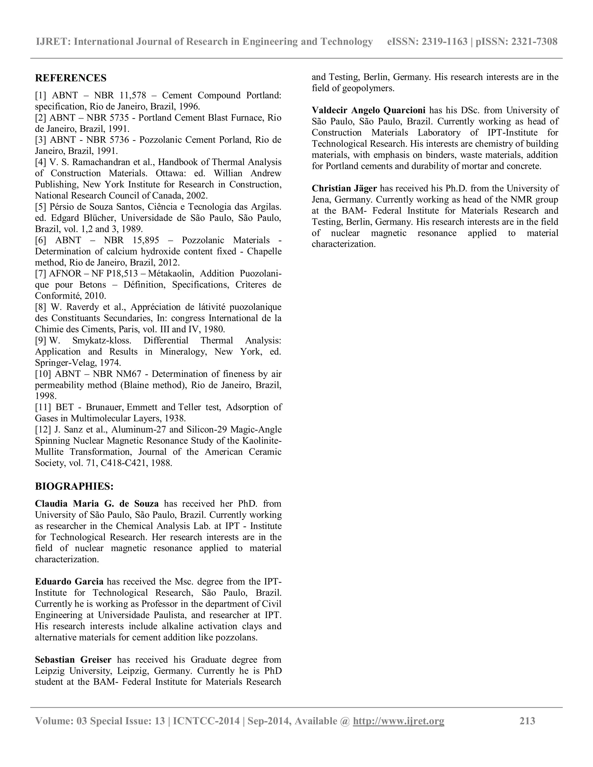 Evaluation of pozzolanic reactivity of calcined kaolinite | PDF