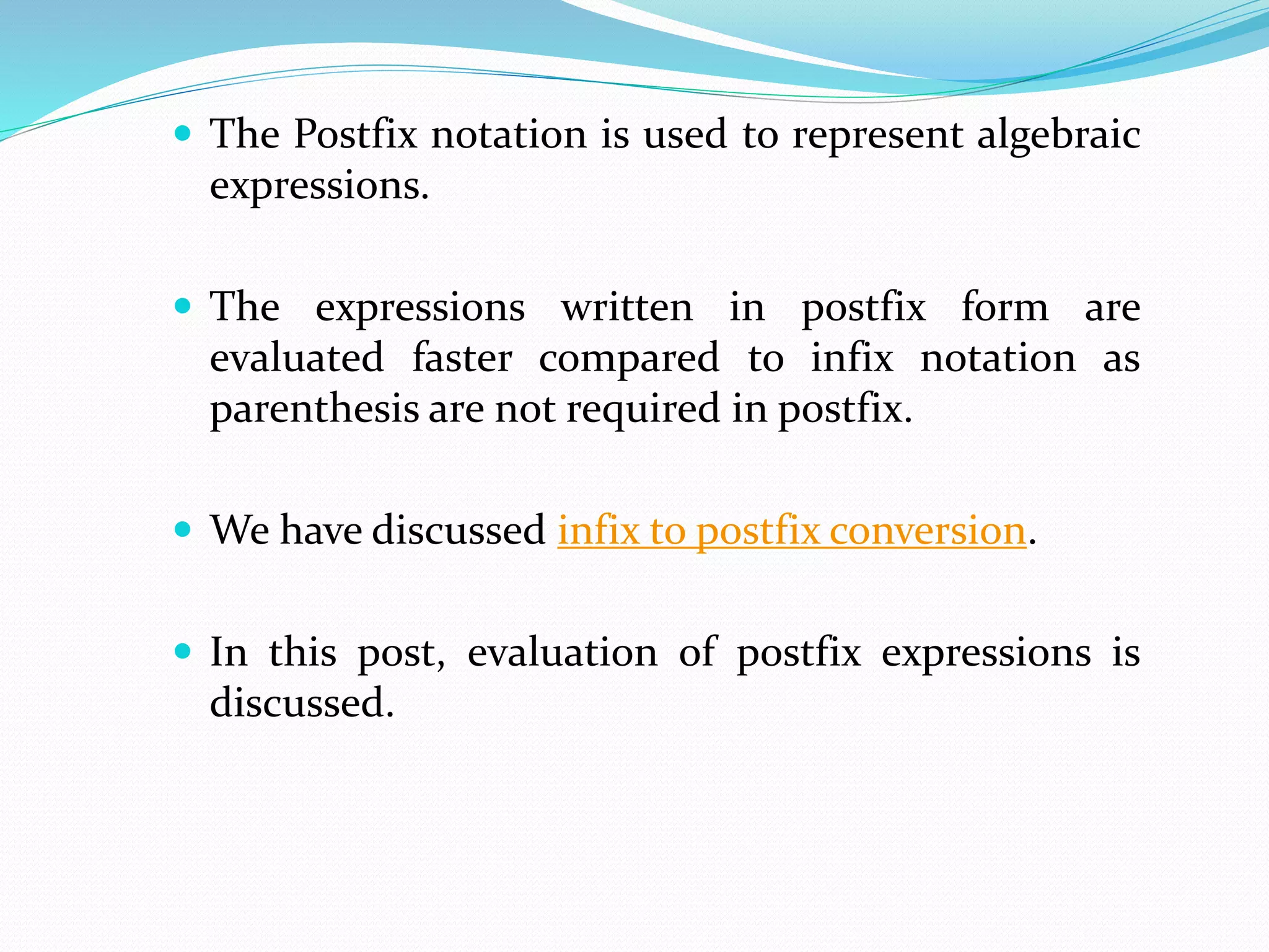 Evaluation of prefix expression with example | PPTX | Programming Languages | Computing