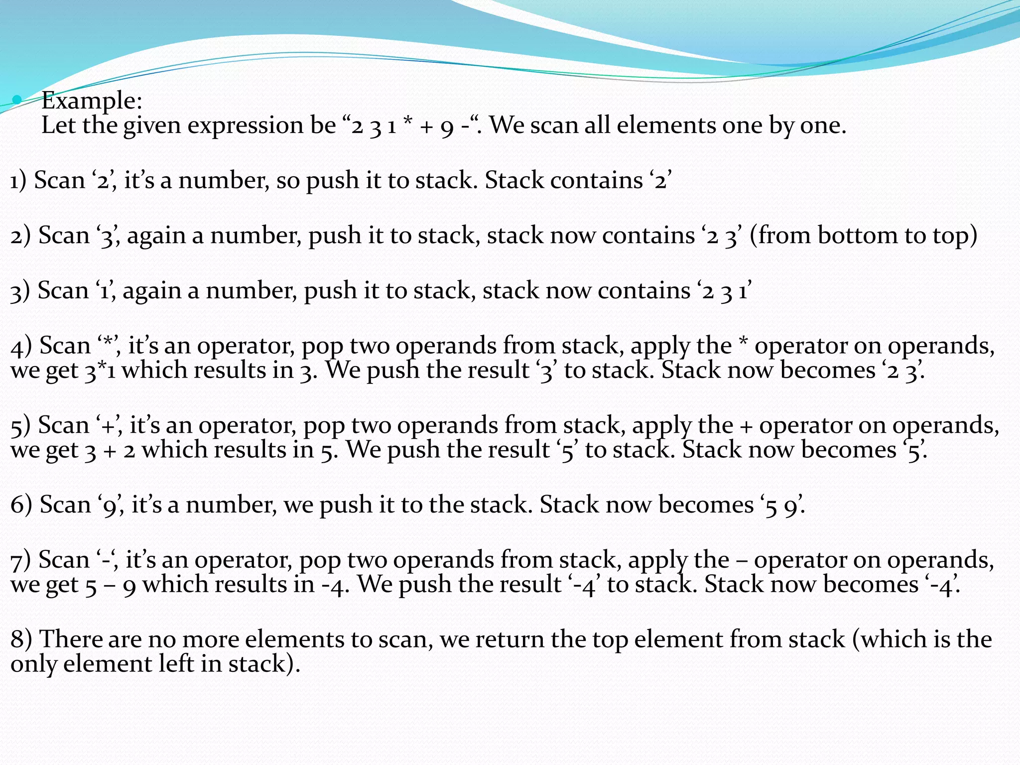 Evaluation of prefix expression with example | PPTX | Programming Languages | Computing