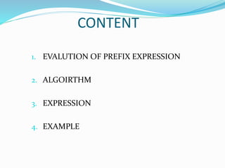 Evaluation of prefix expression with example | PPTX | Programming Languages | Computing
