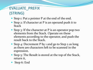 Evaluation of prefix expression with example | PPT