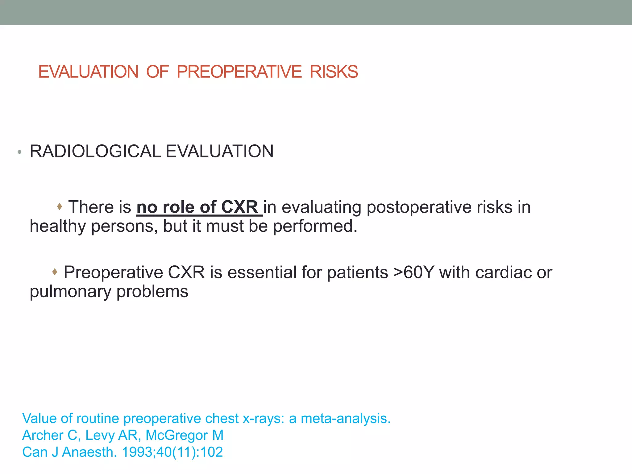 Evaluation of preoperative pulmonary risk | PPTX