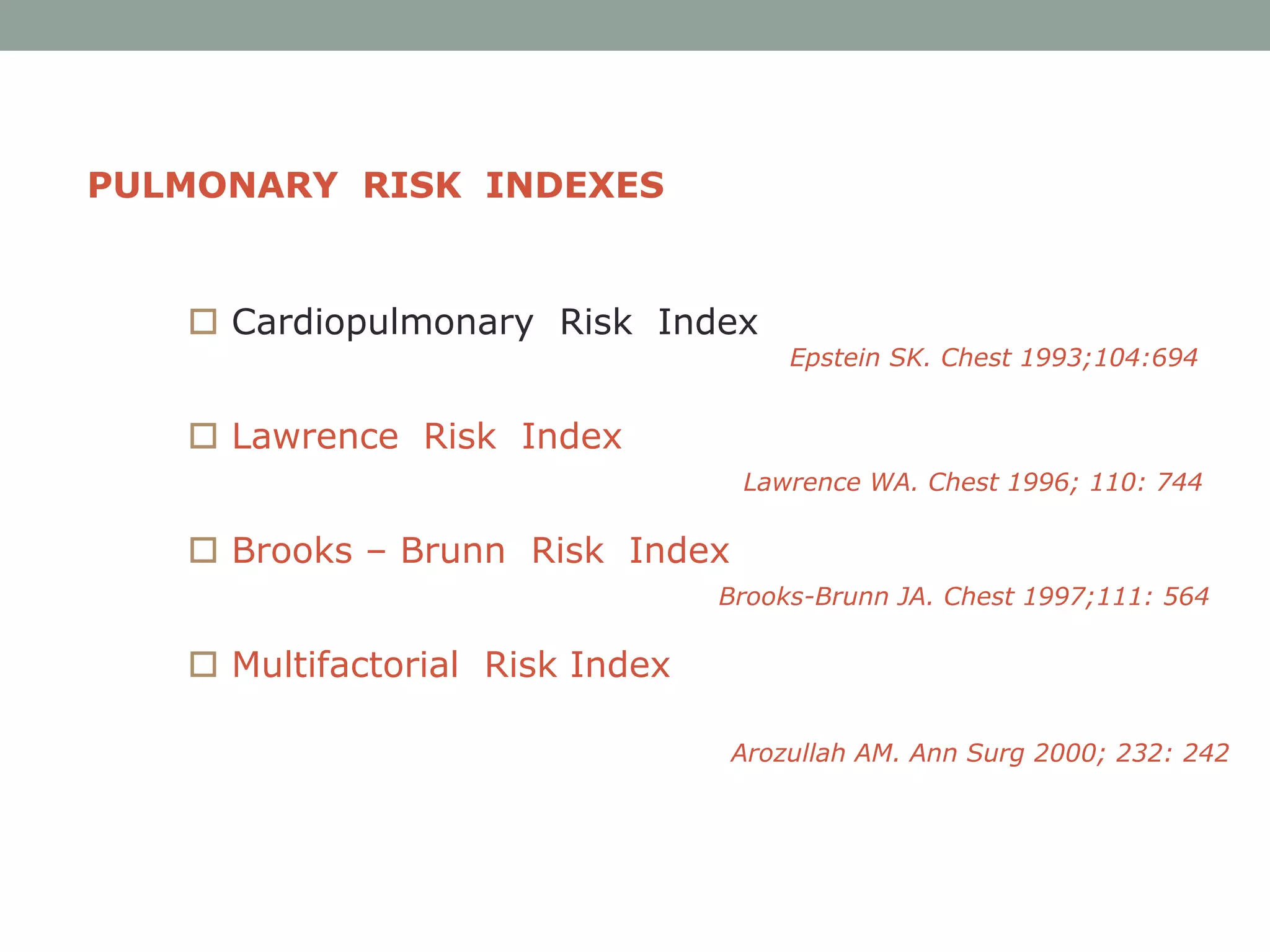Evaluation of preoperative pulmonary risk | PPTX