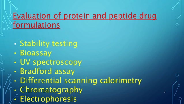 Evaluation of protein & peptide dds | PPTX | Chemistry | Science
