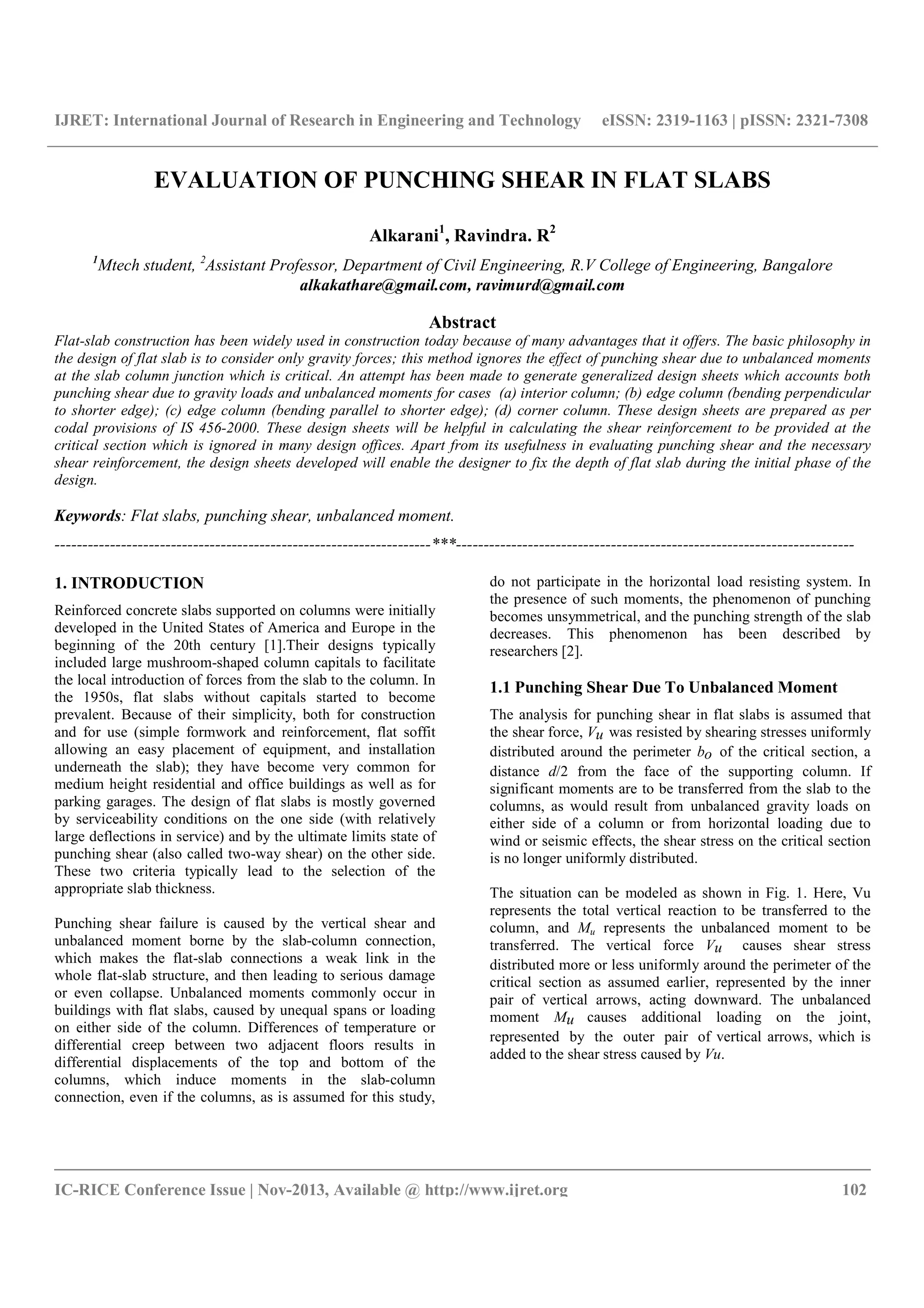 Evaluation of punching shear in flat slabs | PDF