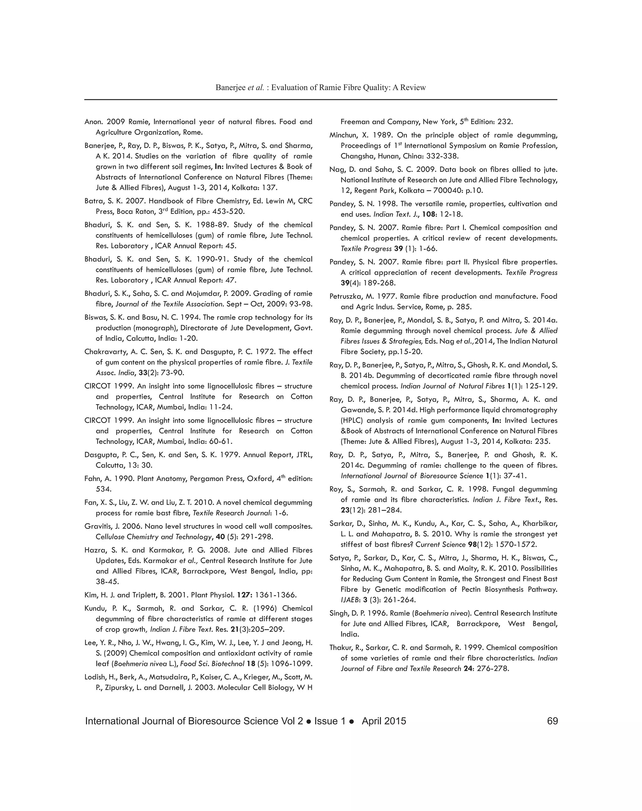 Evaluation of ramie fibre quality | PDF