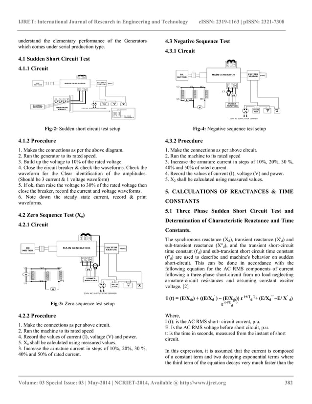 Evaluation Of Reactances And Time Constants Of Synchronous Generator Pdf Physics Science