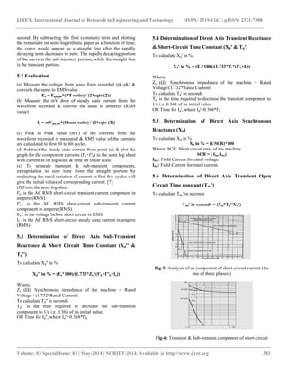 Evaluation of reactances and time constants of synchronous generator | PDF
