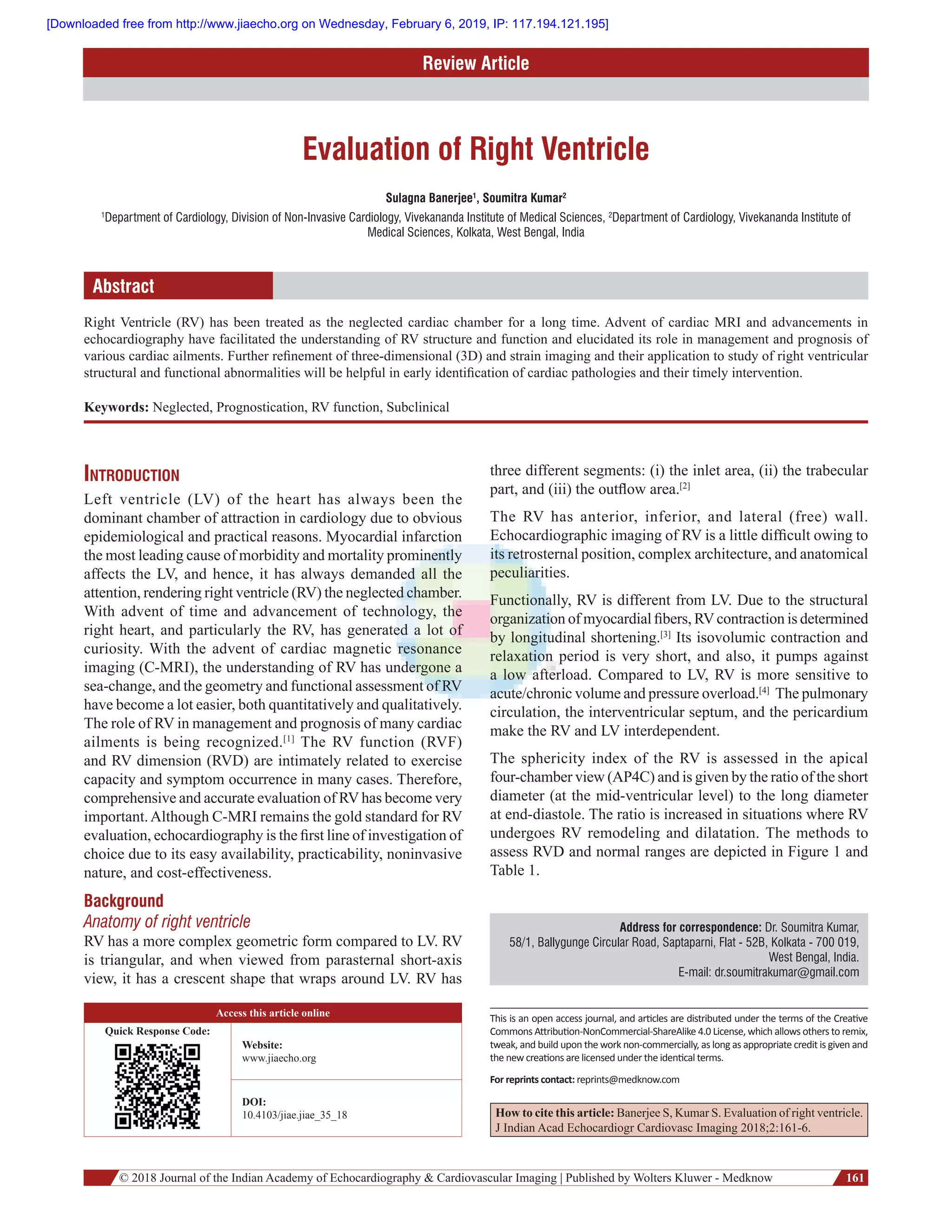 Evaluation of right ventricle | PDF