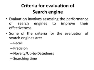 Evaluation of search engine | PPTX