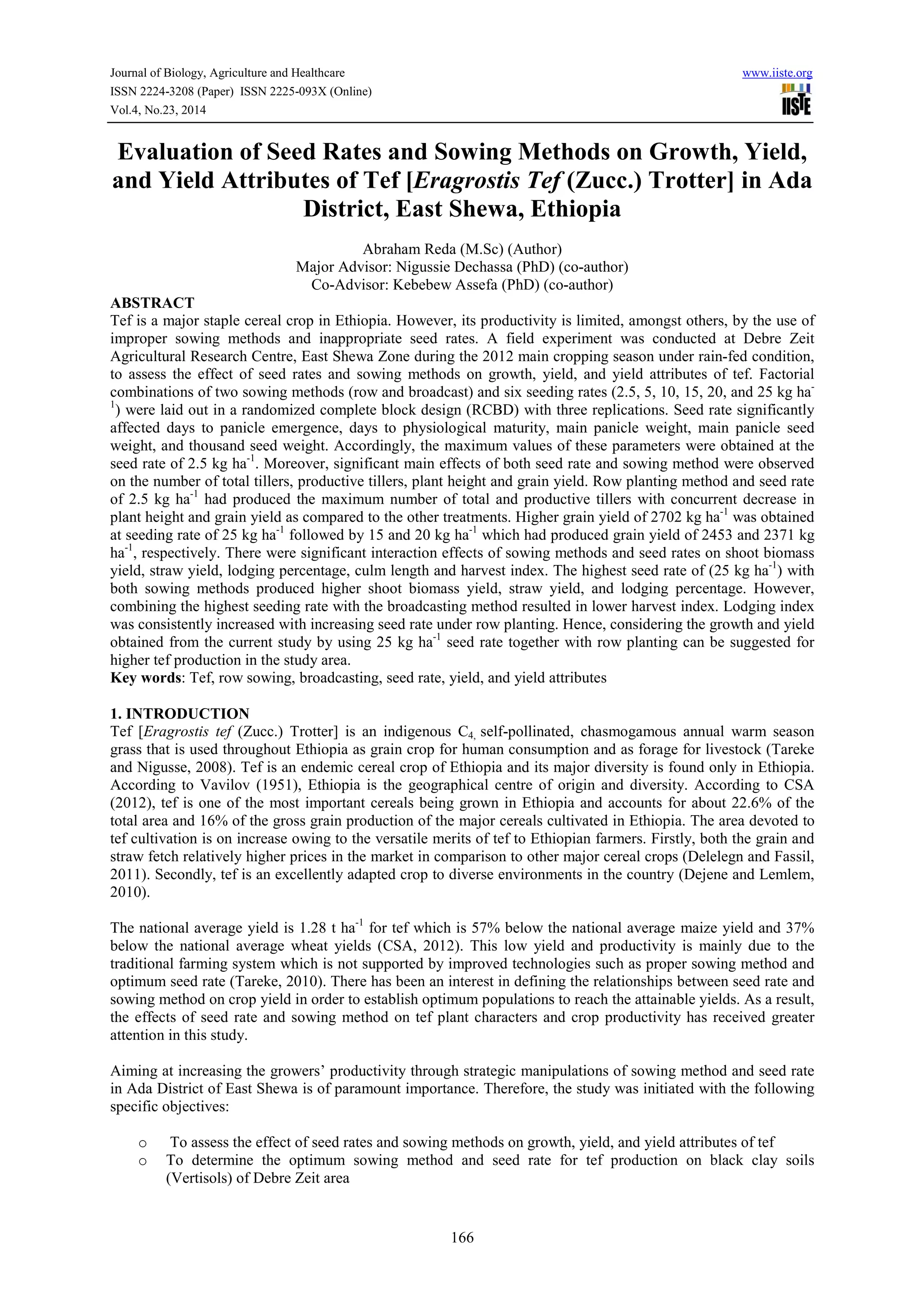 Evaluation of seed rates and sowing methods on growth | PDF