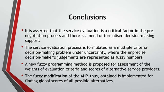 Evaluation Of Services Using A Fuzzy Analytic Hierarchy Process Ppt