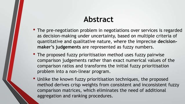Evaluation Of Services Using A Fuzzy Analytic Hierarchy Process Ppt