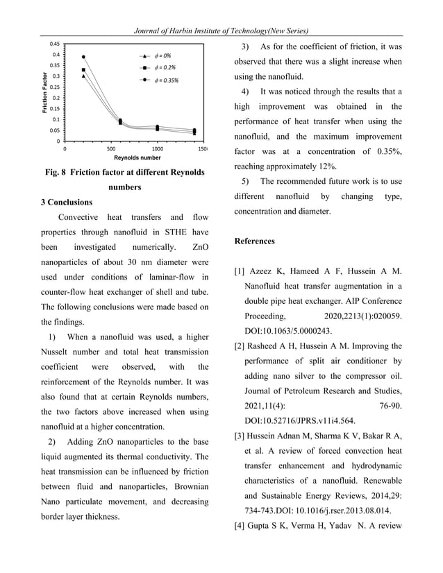 Evaluation of Shell and Tube Heat Exchanger Performance by Using ZnO/Water Nanofluids | PDF