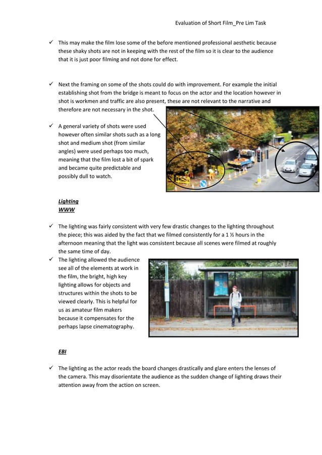 Evaluation of short film pre lim task | PDF