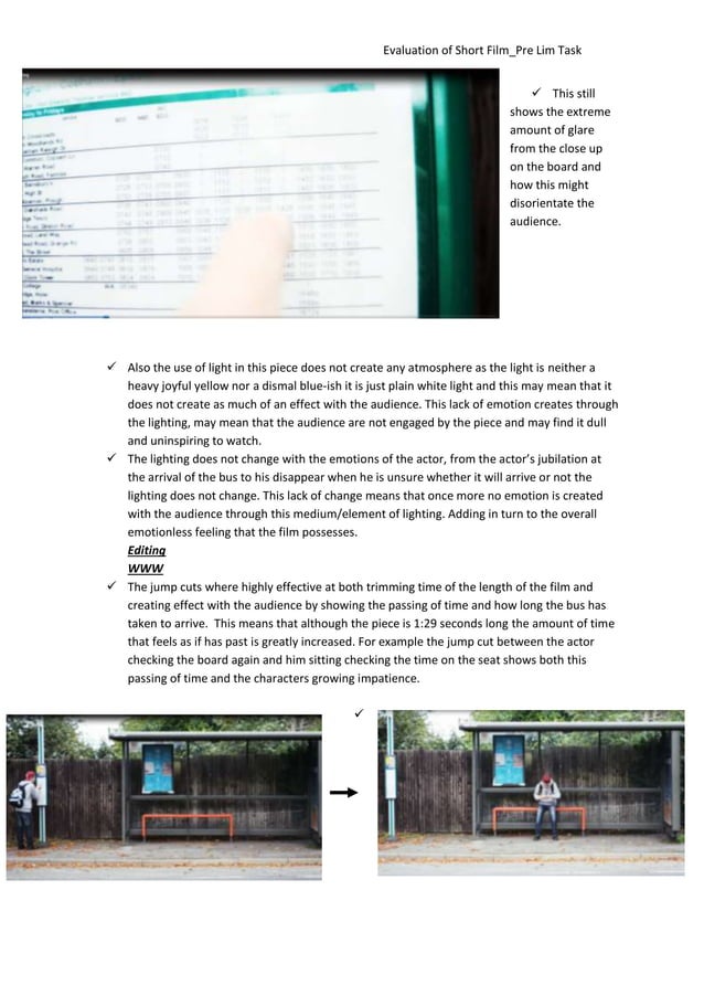 Evaluation of short film pre lim task | PDF