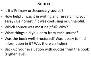 Evaluation of sources | PPTX | Educational Assessment | Education