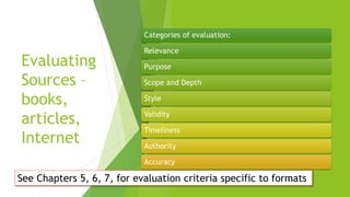 Evaluation of sources | PPTX | Publishing Industry | Industries