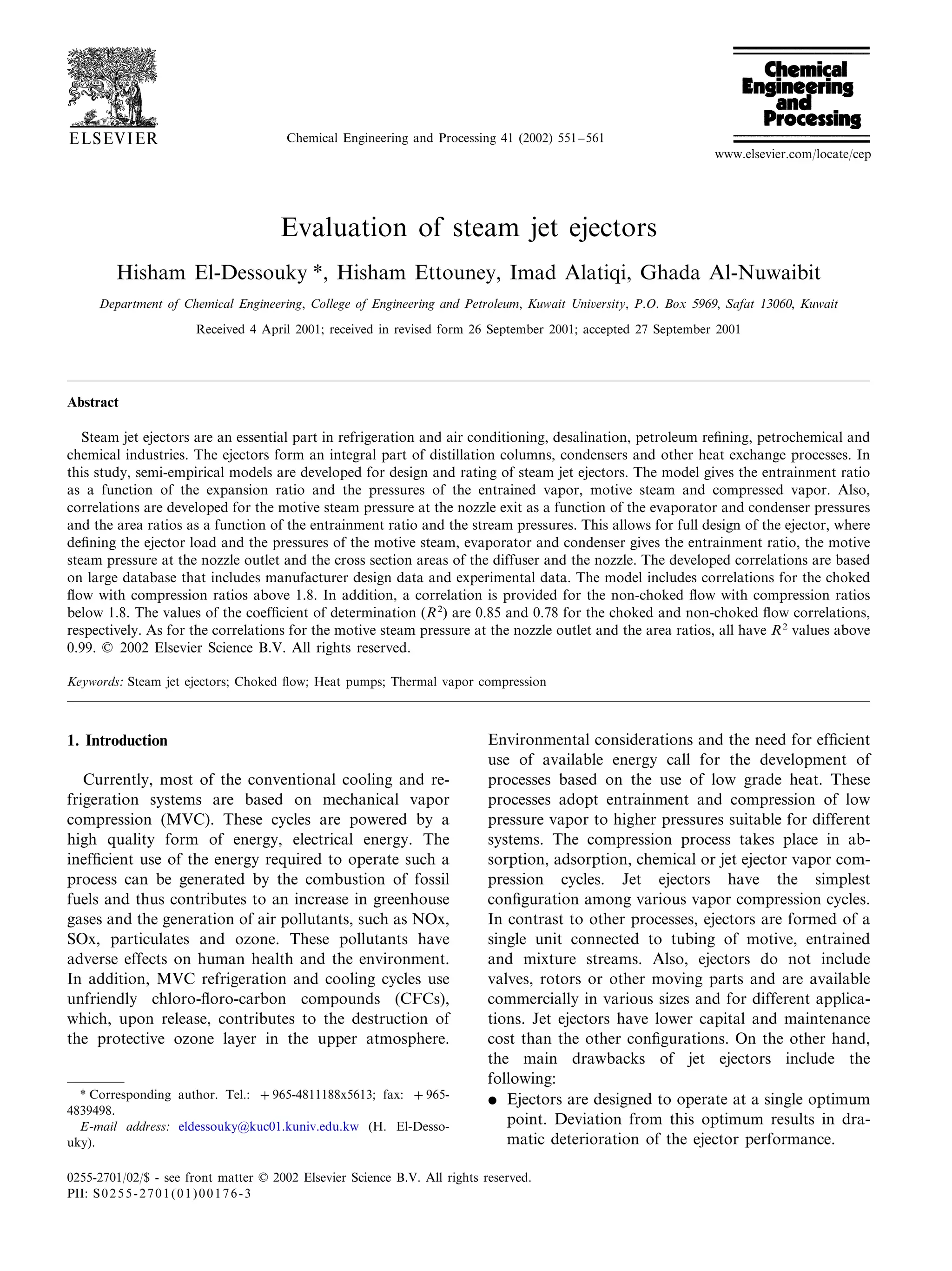 Evaluation of steam jet ejectors | PDF