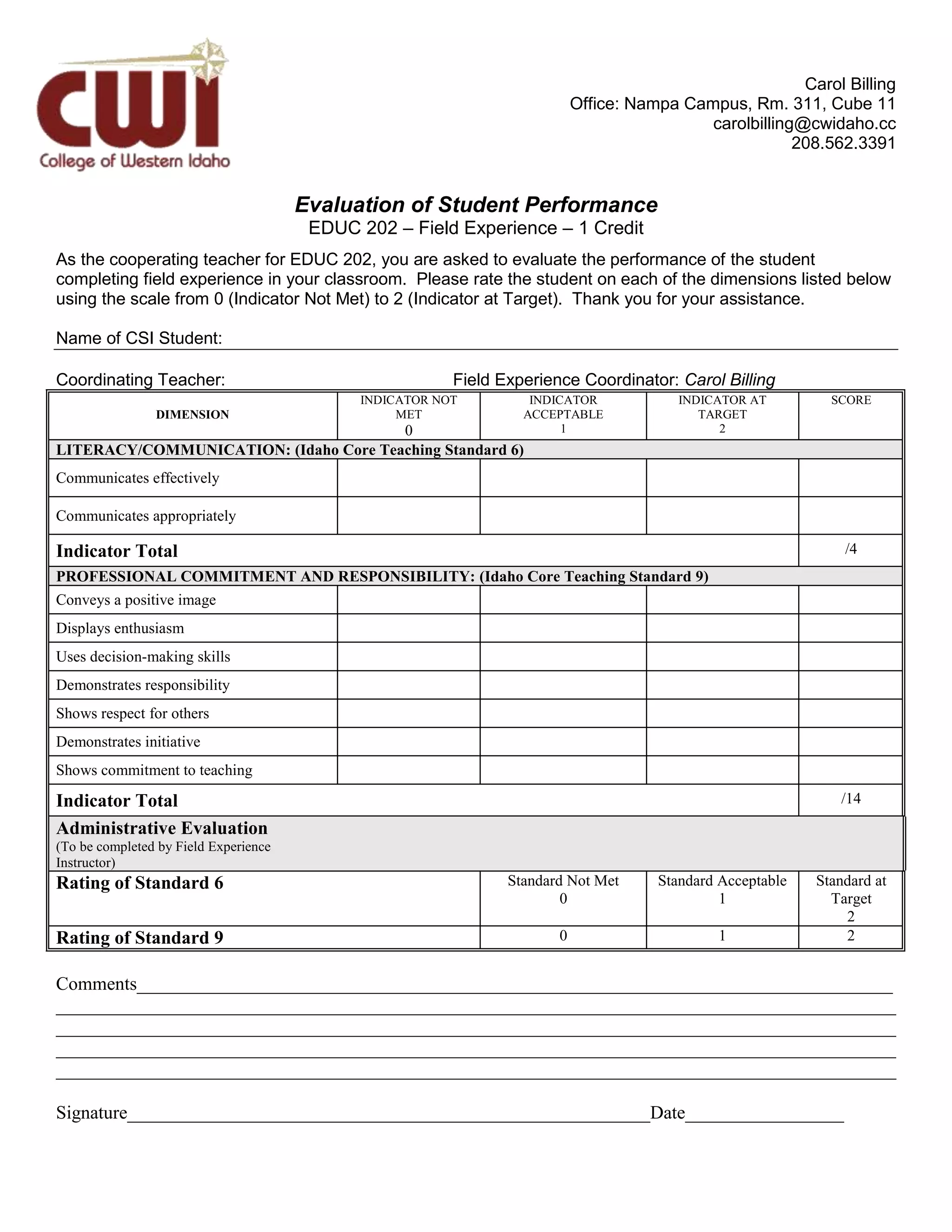 Evaluation of student performance | PDF