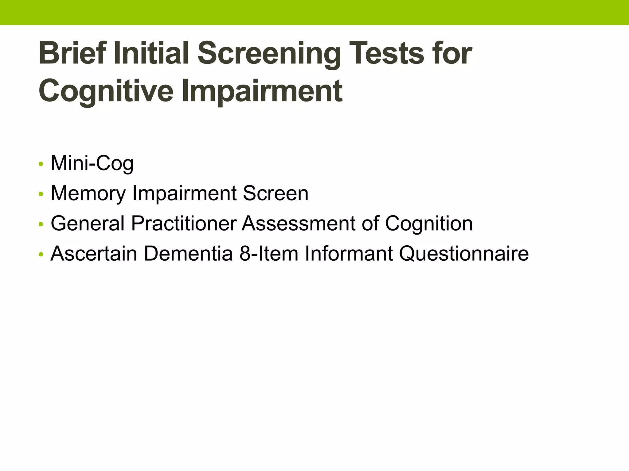 Evaluation of suspected dementia | PPTX