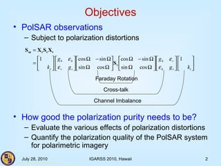 WE3.L09 - EVALUATION OF SYSTEM POLARIZATION QUALITY FOR POLARIMETRIC SAR IMAGERY AND TARGET ...