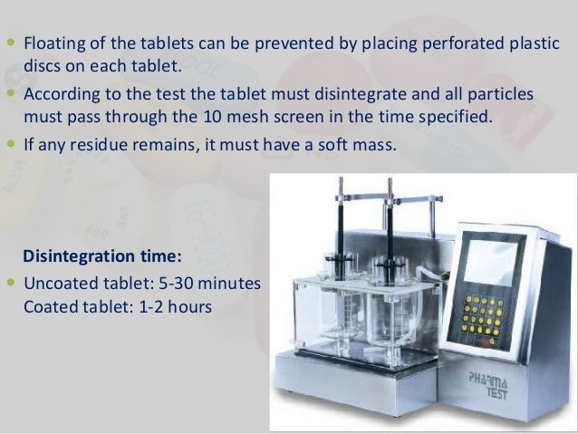 Evaluation of tablet