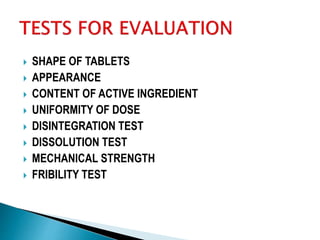 Evaluation of tablets | PPTX