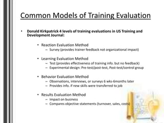 Evaluation of Training & Development | PPTX