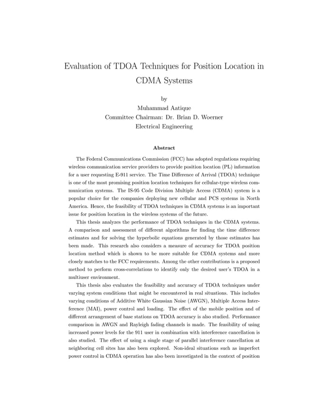 Evaluation of tdoa techniques for position | PDF