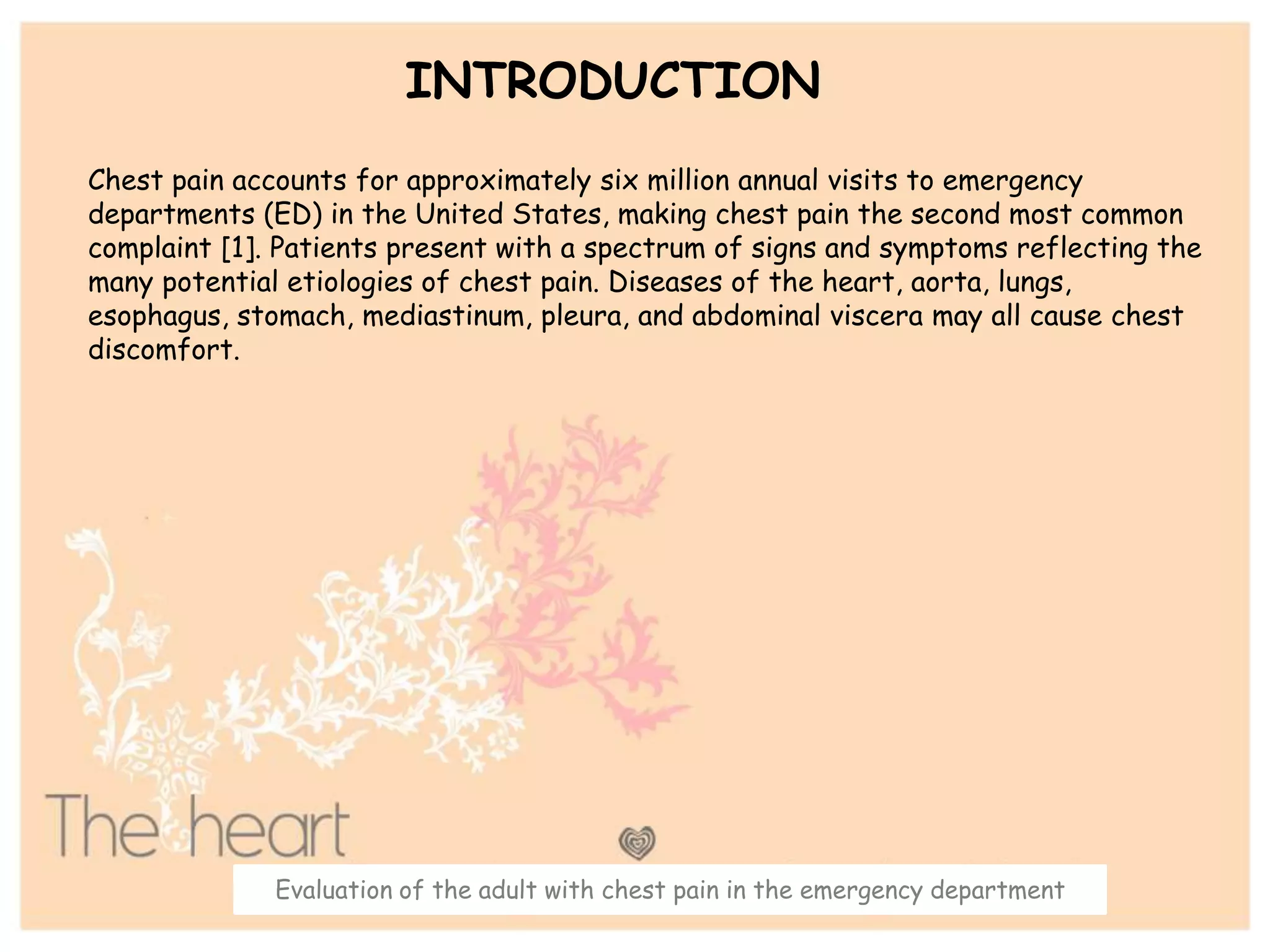 Evaluation of the adult chest pain in emergency department | PPTX
