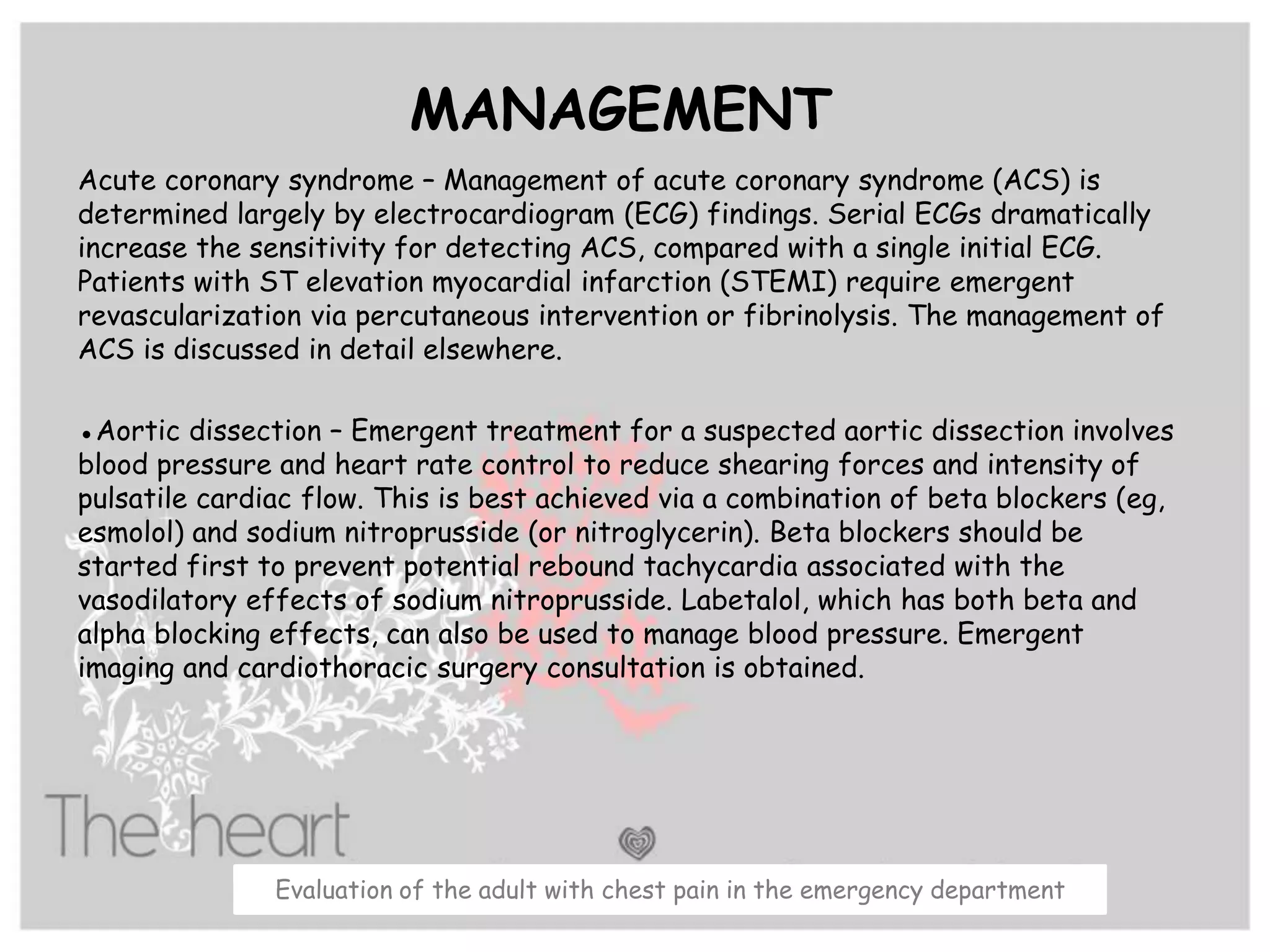 Evaluation of the adult chest pain in emergency department | PPTX