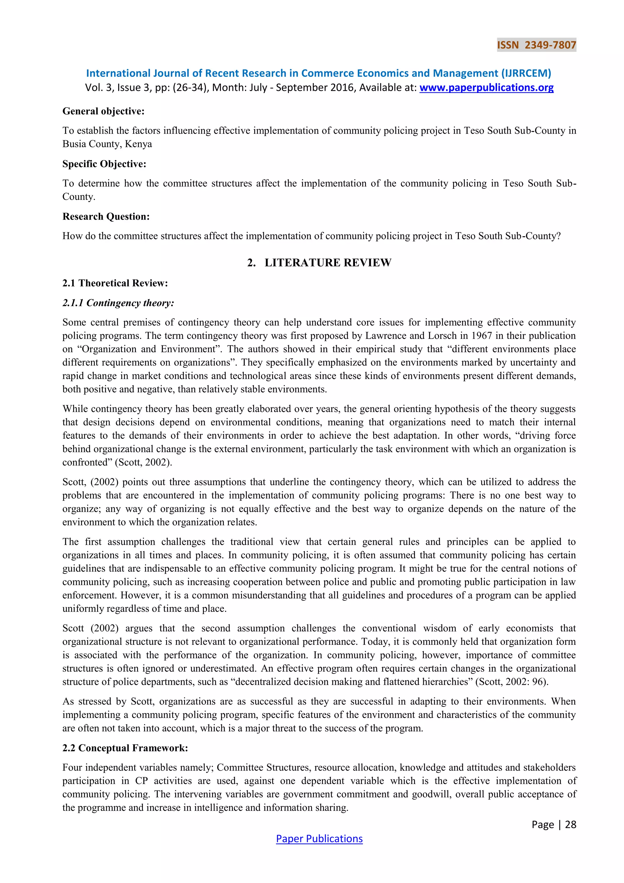 Evaluation of the Factors Affecting Community Policing Project in Teso ...