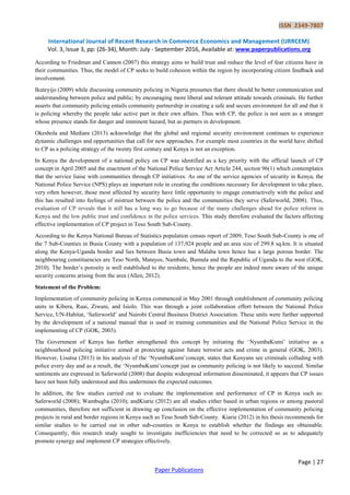 Evaluation of the Factors Affecting Community Policing Project in Teso ...