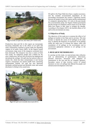 Evaluation of the impact of oil spillage on izombe community and their ...