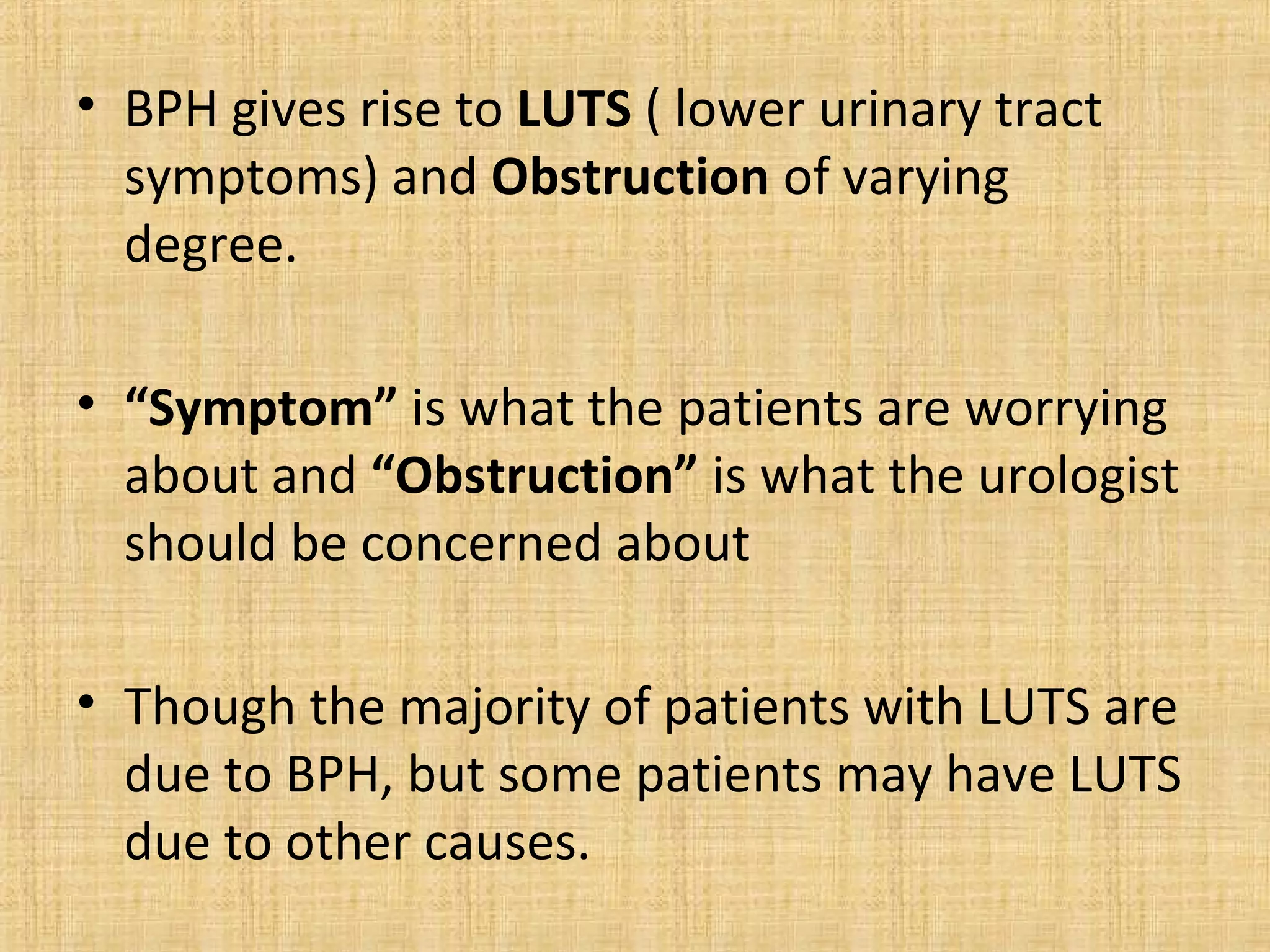 Evaluation of the patient with benign Prostatic Hyperplasia(BPH) | PPT