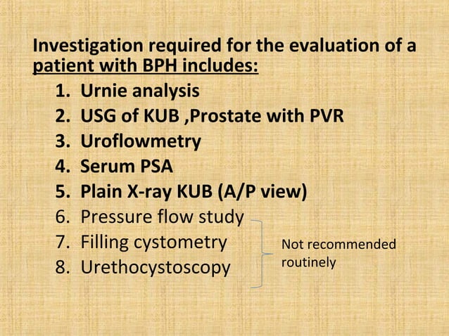 Evaluation of the patient with benign Prostatic Hyperplasia(BPH) | PPT